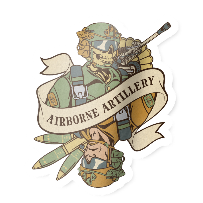 Airborne Artillery Death Card Sticker – Heavily Suppressed